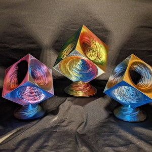Vortex Cubed Kinetic Sculpture; 3D Printed Iridescent Decor; Fidget ...