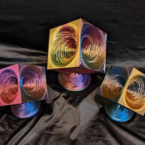 Vortex Cubed Kinetic Sculpture; 3D Printed Iridescent Decor; Fidget ...