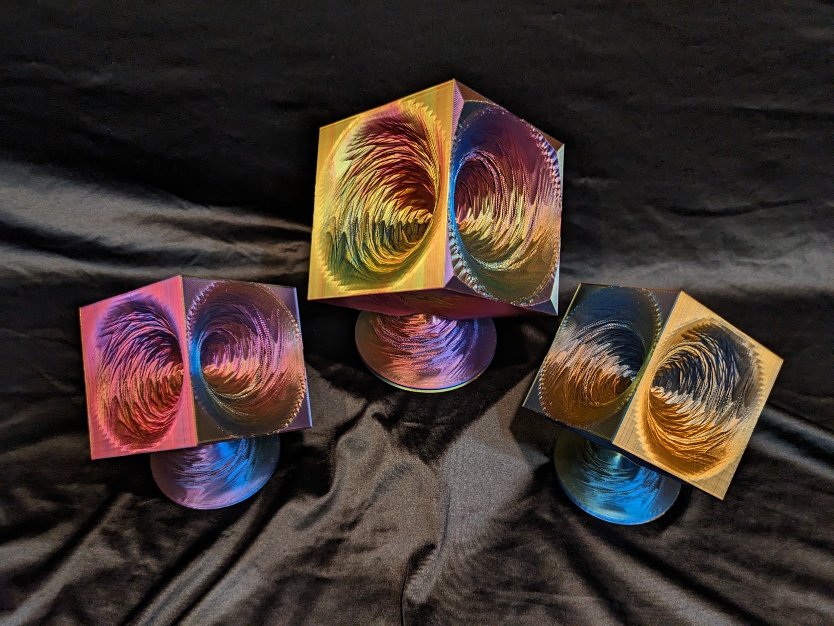 Vortex Cubed Kinetic Sculpture; 3D Printed Iridescent Decor; Fidget ...