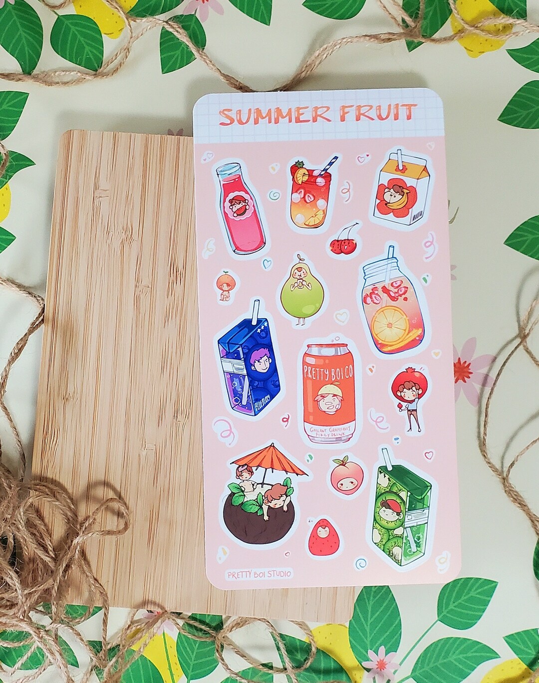 Summer Fruit Sticker Sheet Glossy Vinyl Sticker Pretty Cute - Etsy