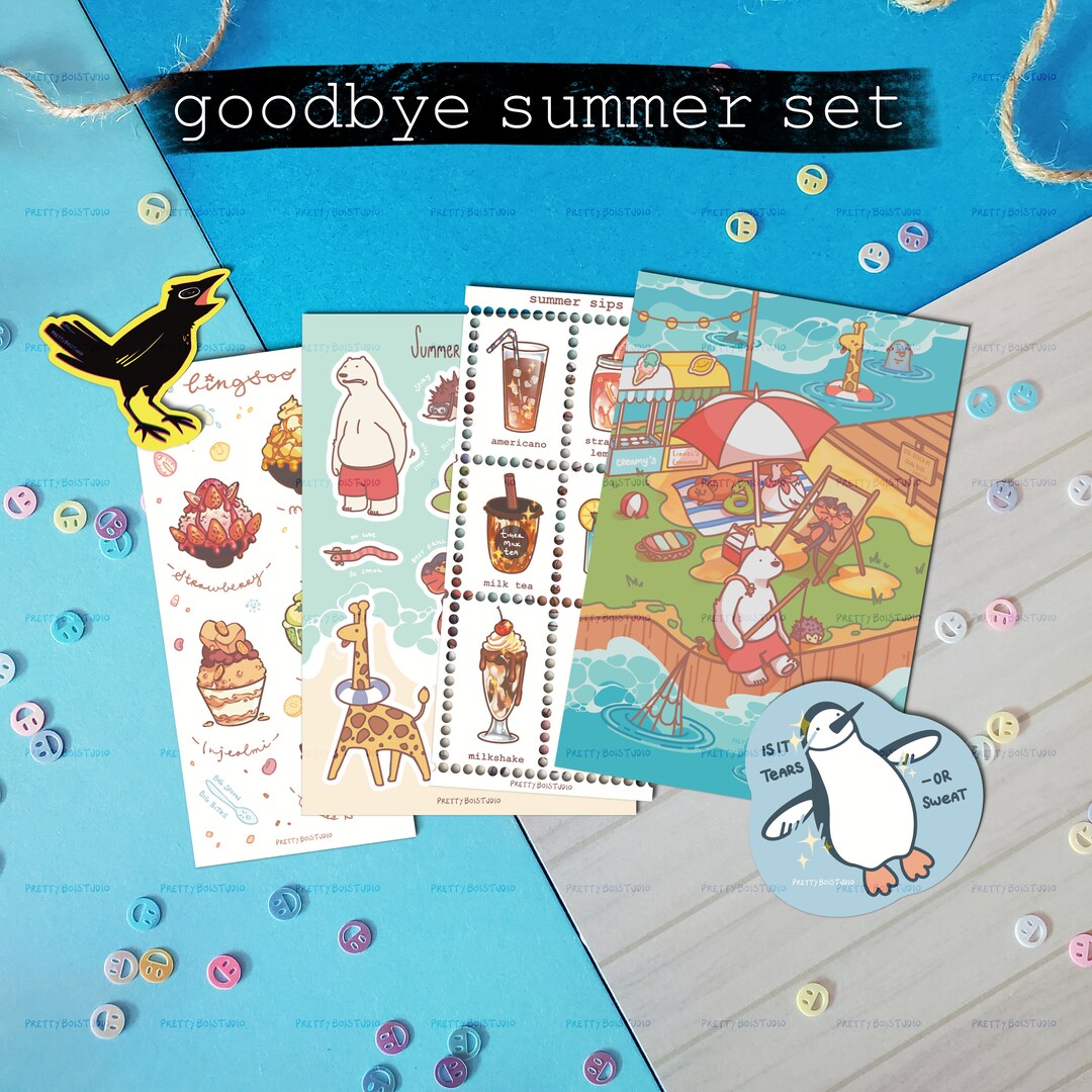 Goodbye Summer Set / Summer OOTD, Beach Picnic Art Print, Bingsoo Holo ...