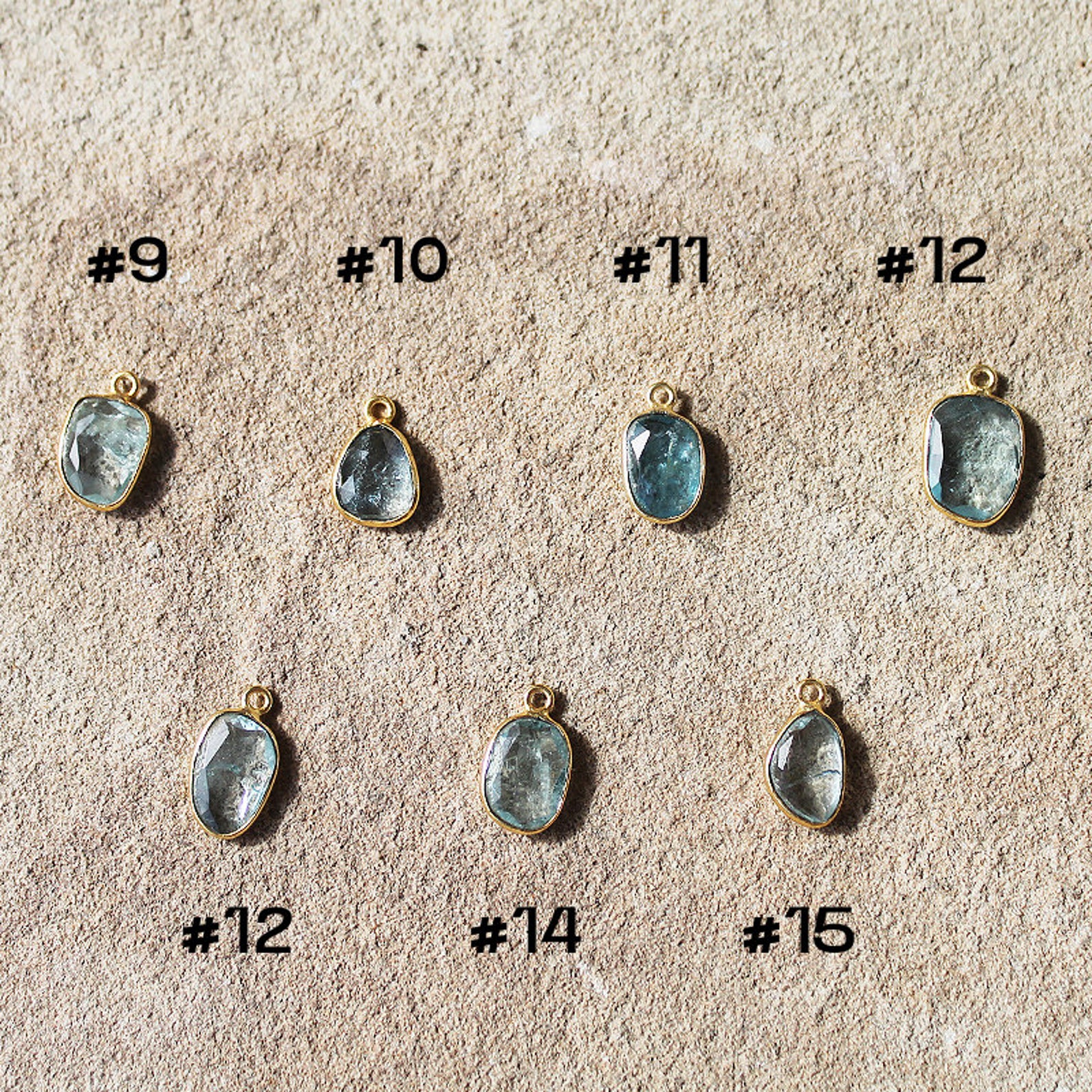 Small Birthstone Pendant Charm - Blue Aquamarine Organic Irregular ...