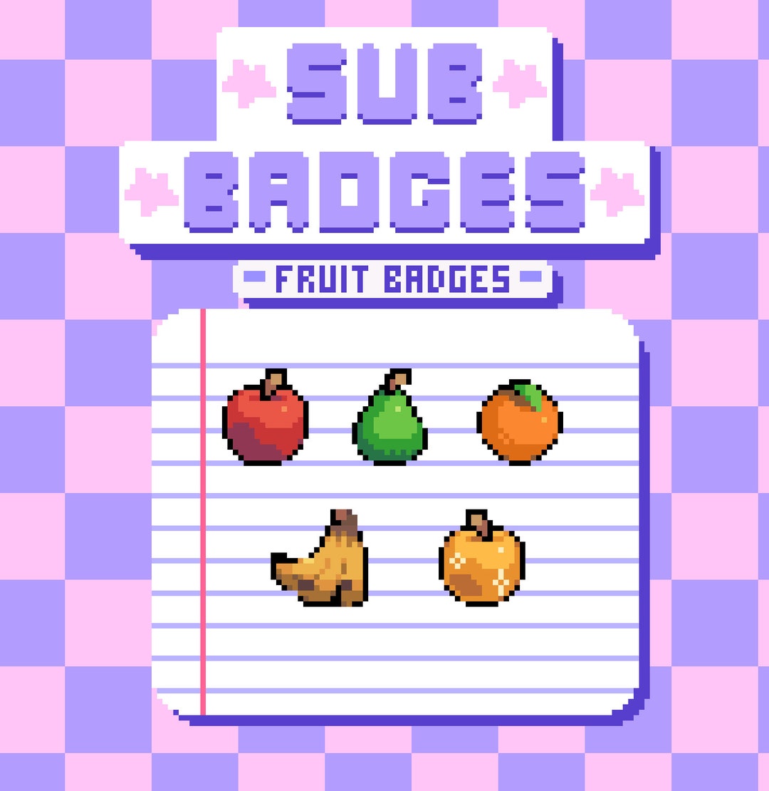 Cute Fruit Sub Badges - Twitch, Discord, Youtube (digital Download) - Etsy