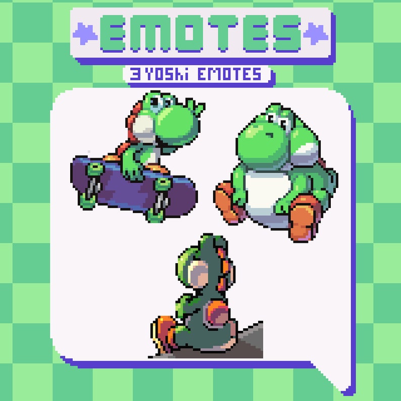 Yoshi Emote Bundle (3 Pack) for Twitch Streaming, Discord, Youtube ...