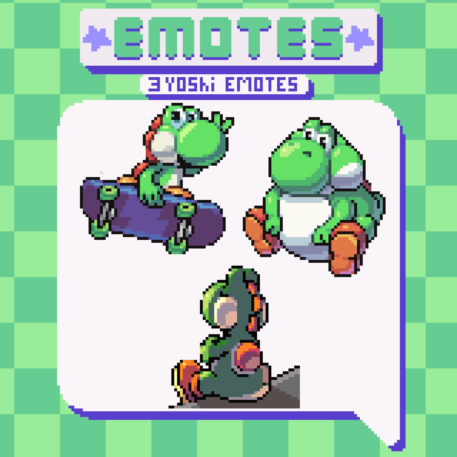 Yoshi Emote Bundle (3 Pack) for Twitch Streaming, Discord, Youtube ...