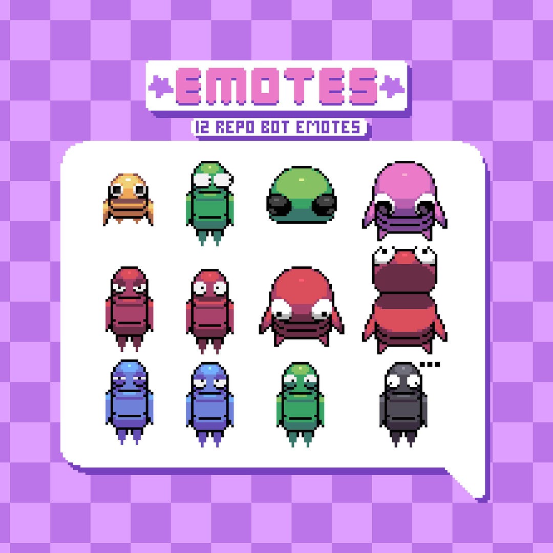 REPO Twitch Emotes - Pixel Art Repo Emotes | Twitch Emote 12 Pack ...