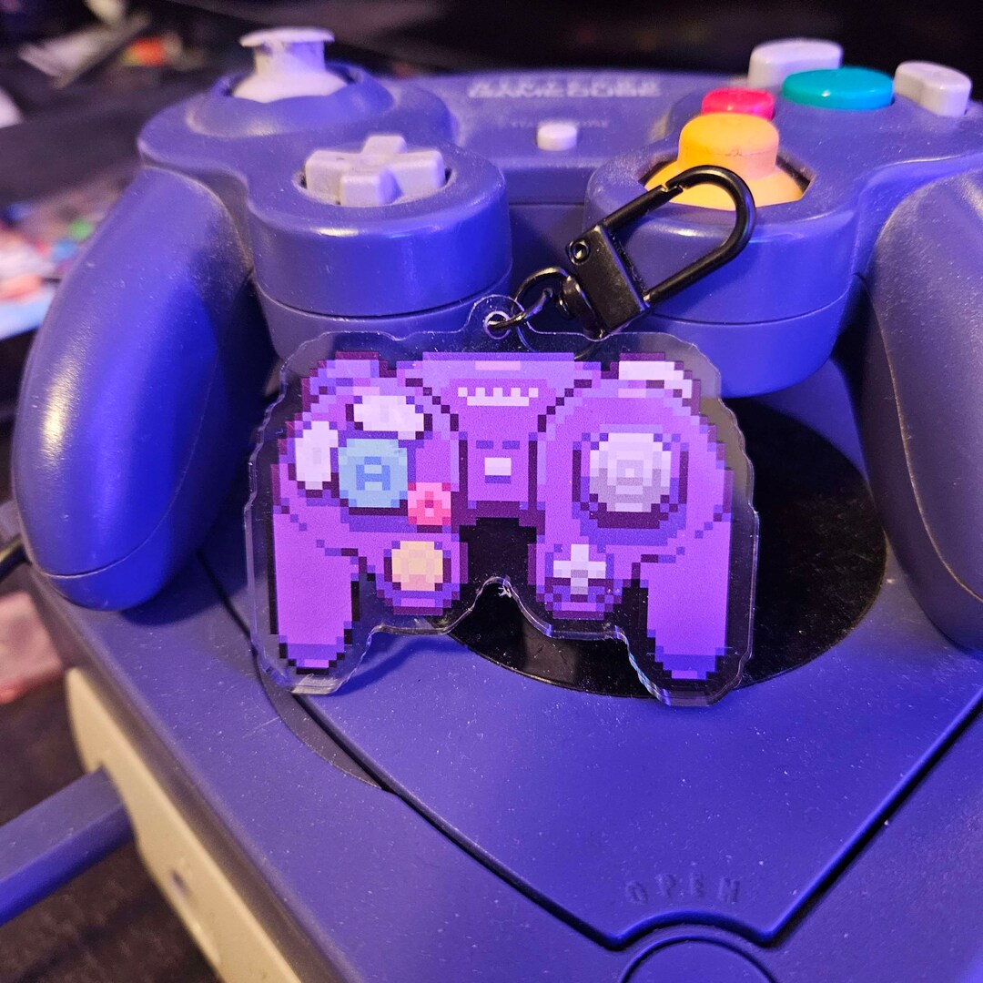 Purple Pixel Gamecube Controller Double-sided Clear Acrylic Keychain ...