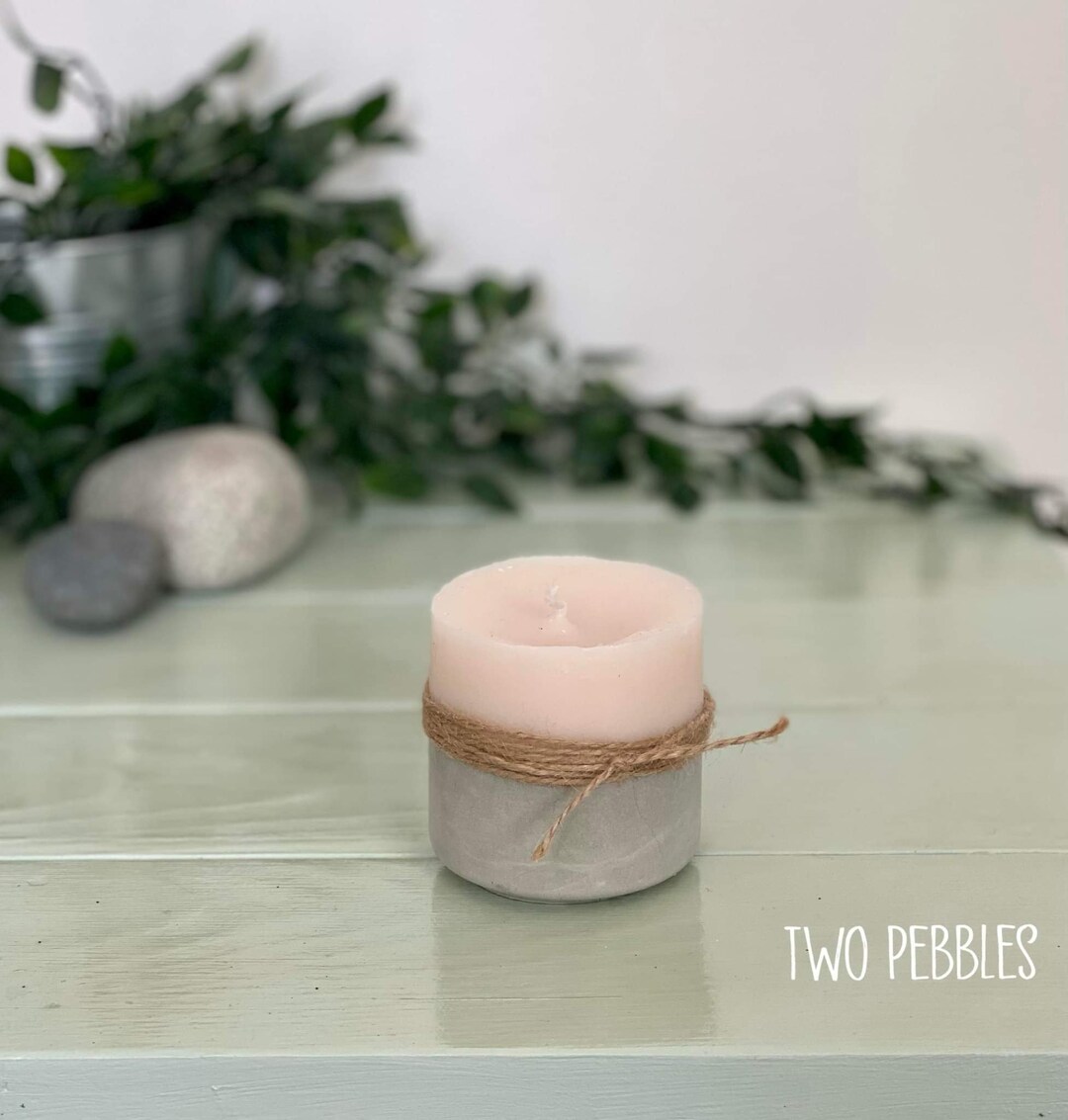 Cement & Beeswax Candle, 3 Inch Round - Etsy