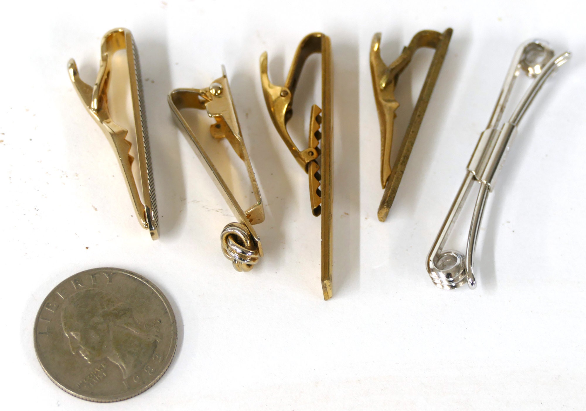 Set 5 Vintage Tie Clasps Clips, Swank Foster, Men's Jewelry, Silver and ...