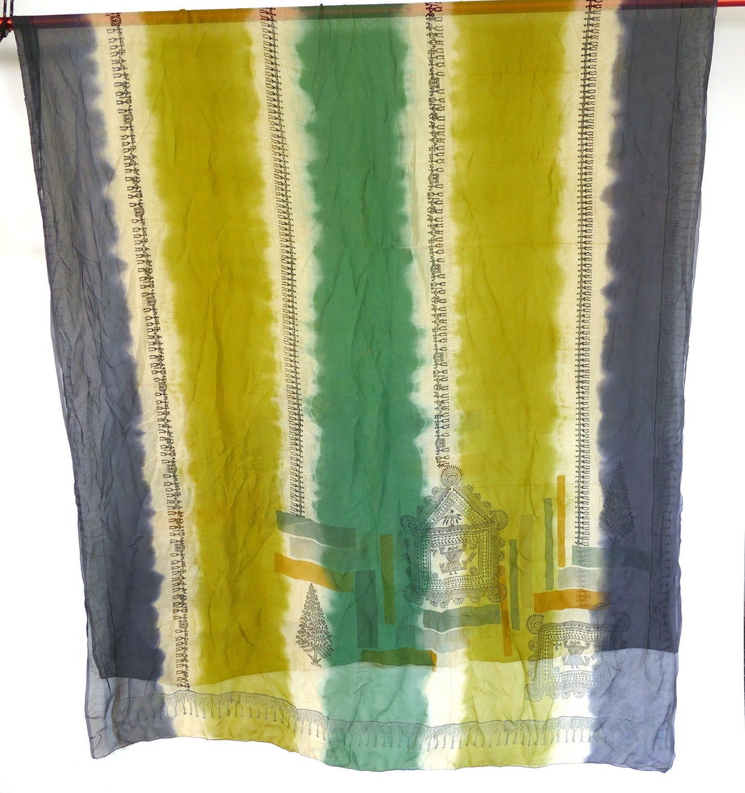 Sheer Silk Chiffon Fabric Scarf, 44 X 96 Inches, Avocado Malachite ...