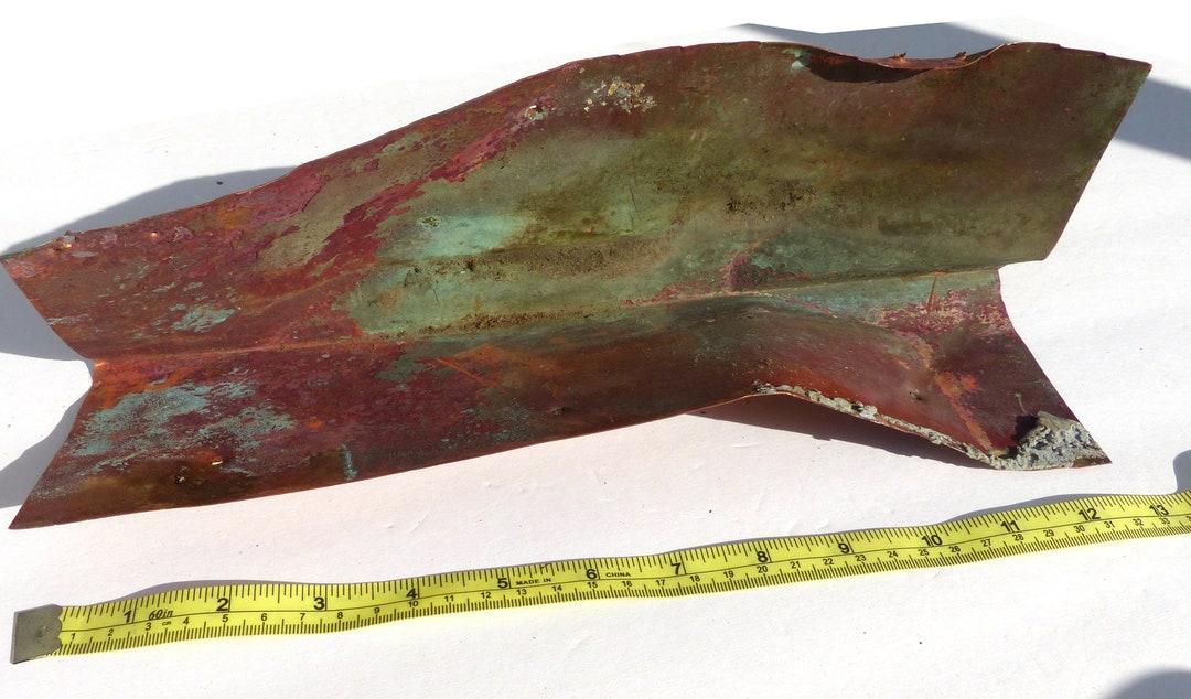 Old Distressed Copper Roof Flashing, 20-22 Heavyweight Gauge, 13 by 8.5 ...