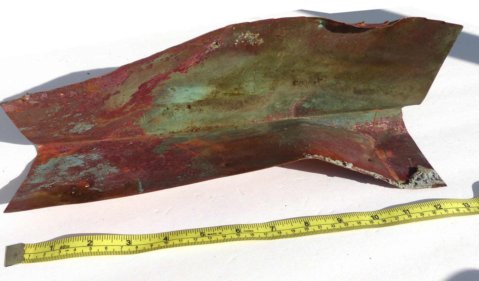 Old Distressed Copper Roof Flashing, 20-22 Heavyweight Gauge, 13 by 8.5 ...