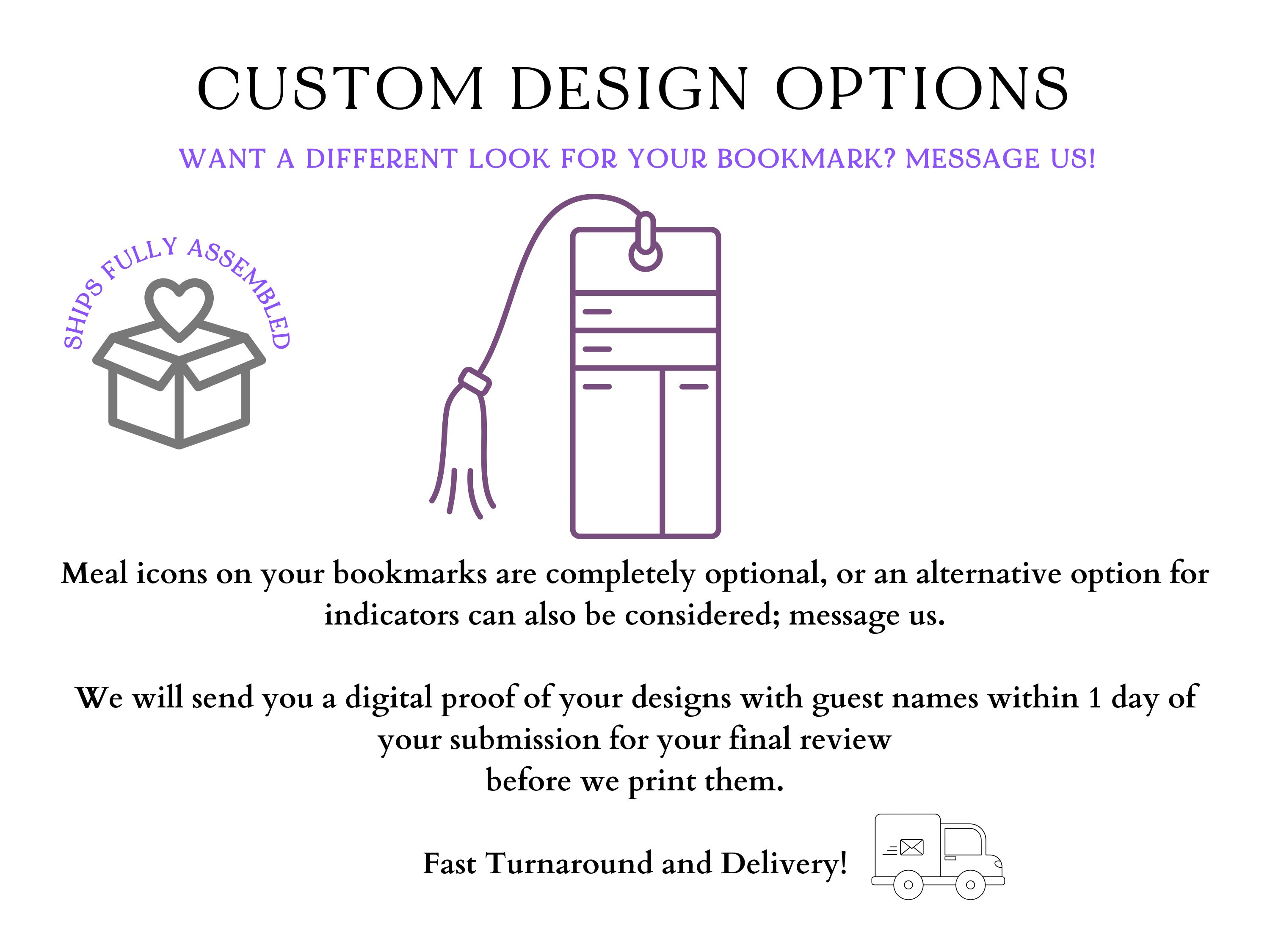 Personalized Wedding Bookmark Favors With Tassels – Custom Reception ...