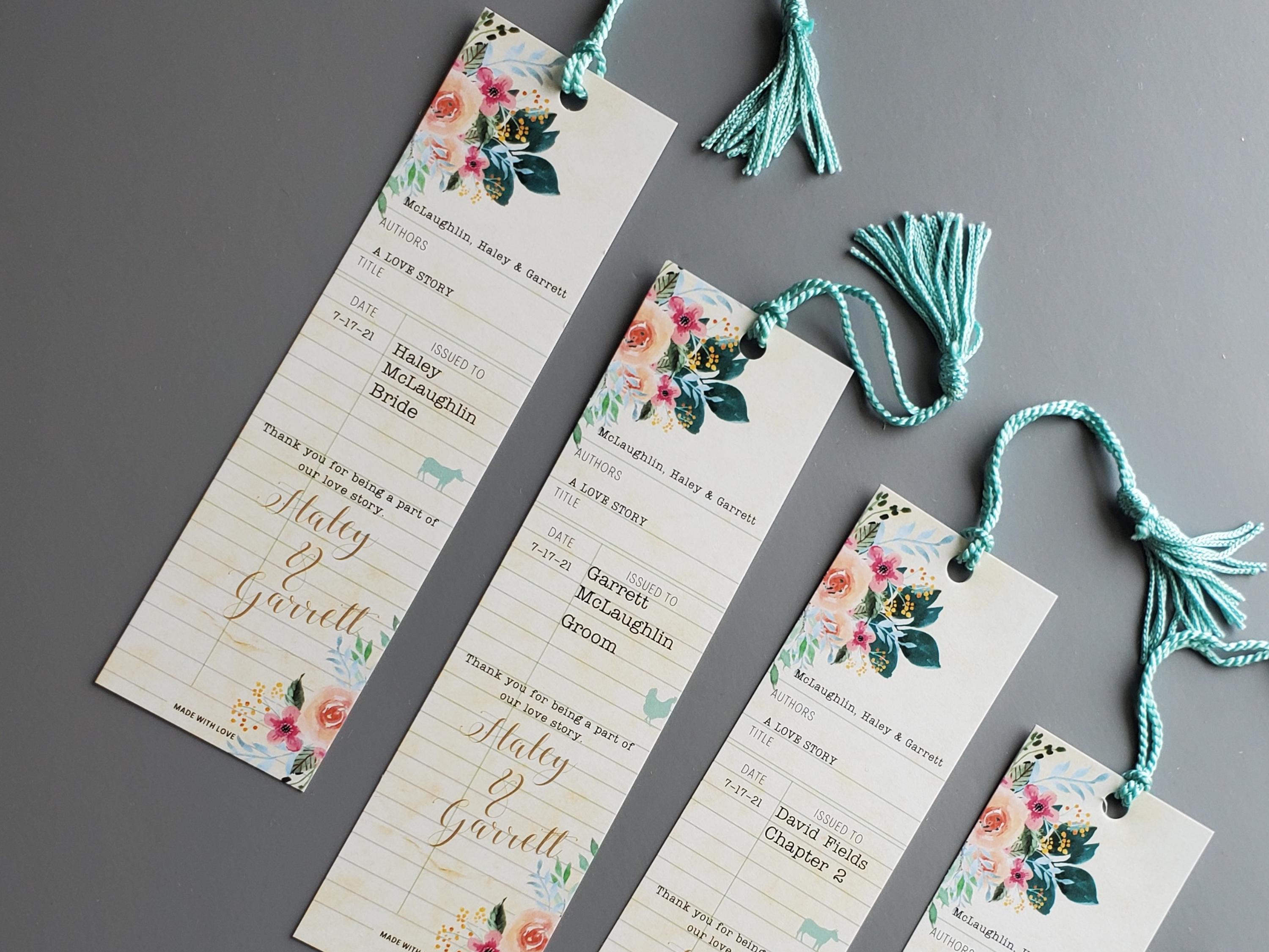 Personalized Wedding Bookmark Favors With Tassels – Custom Reception ...