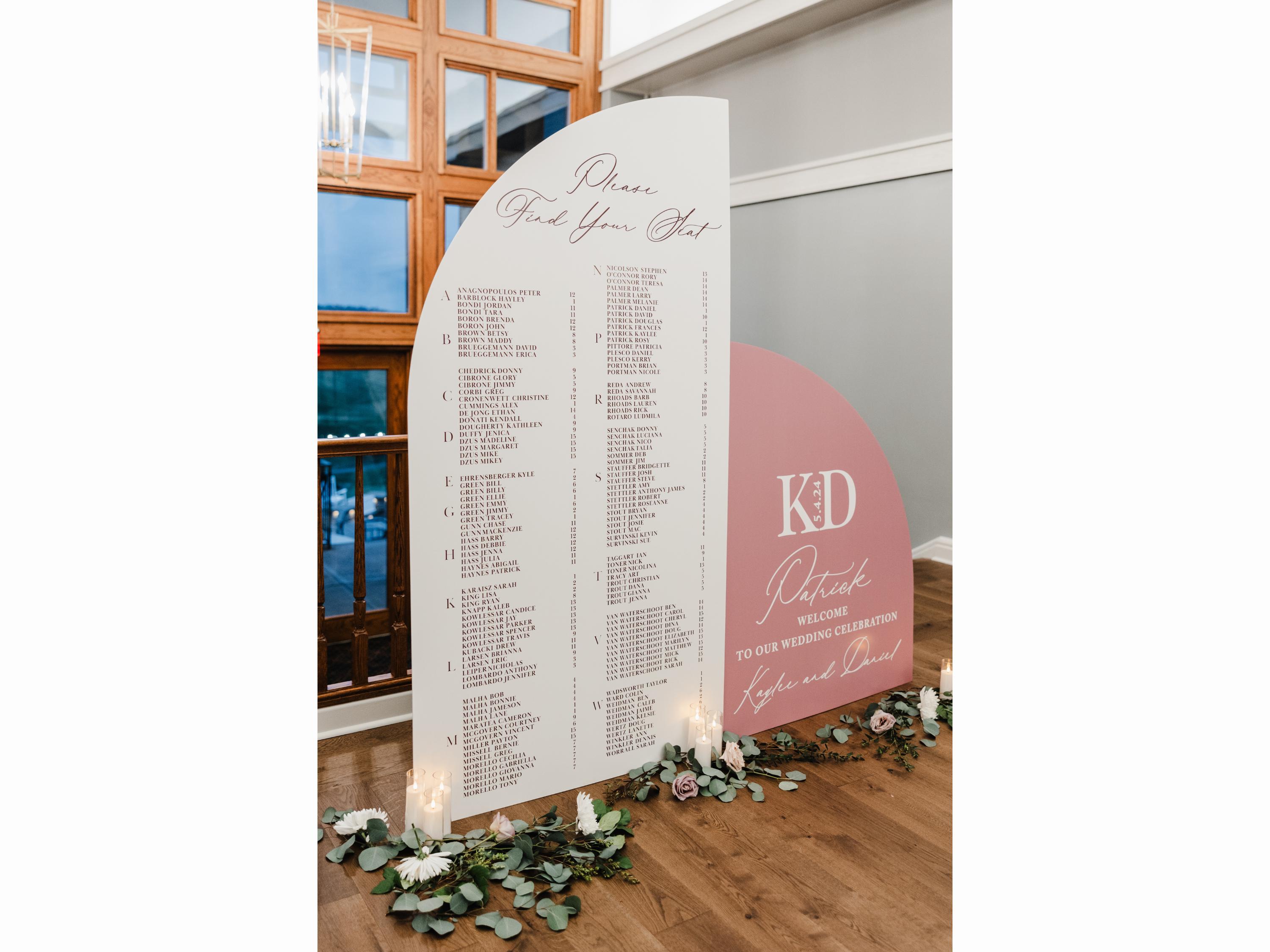 Custom Arch Seating Chart & Welcome Sign – Wedding Seating Chart ...