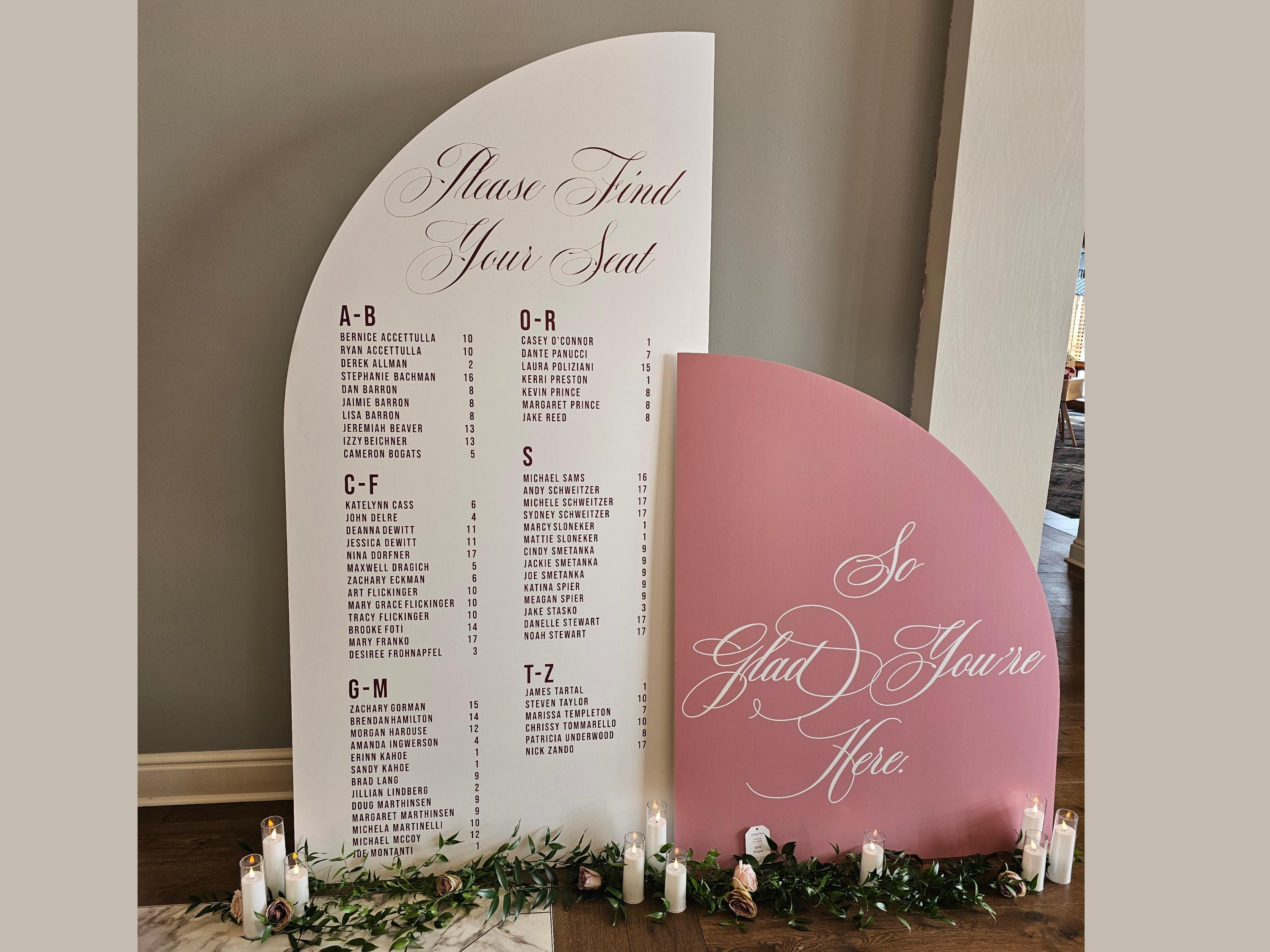 Custom Arch Seating Chart & Welcome Sign – Wedding Seating Chart ...