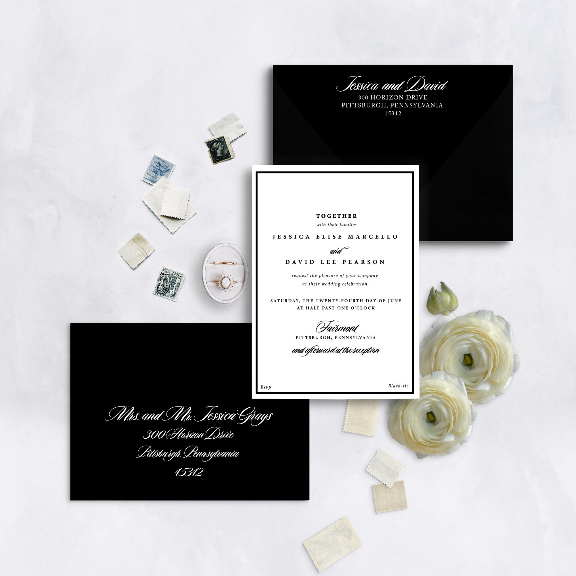 Timeless Wedding Invitation Set // Black and White Invitations - Etsy