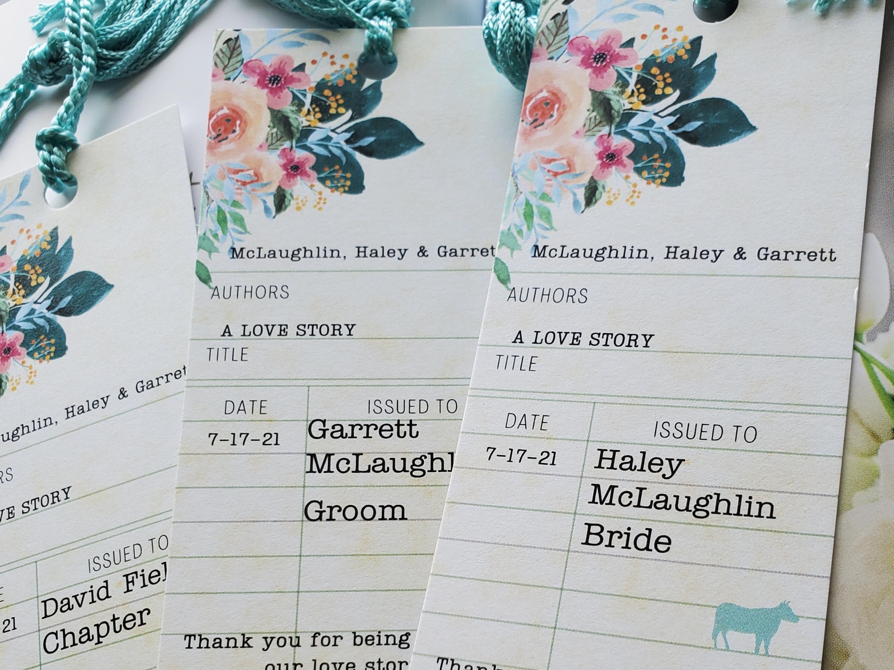 Personalized Wedding Bookmark Favors With Tassels – Custom Reception ...