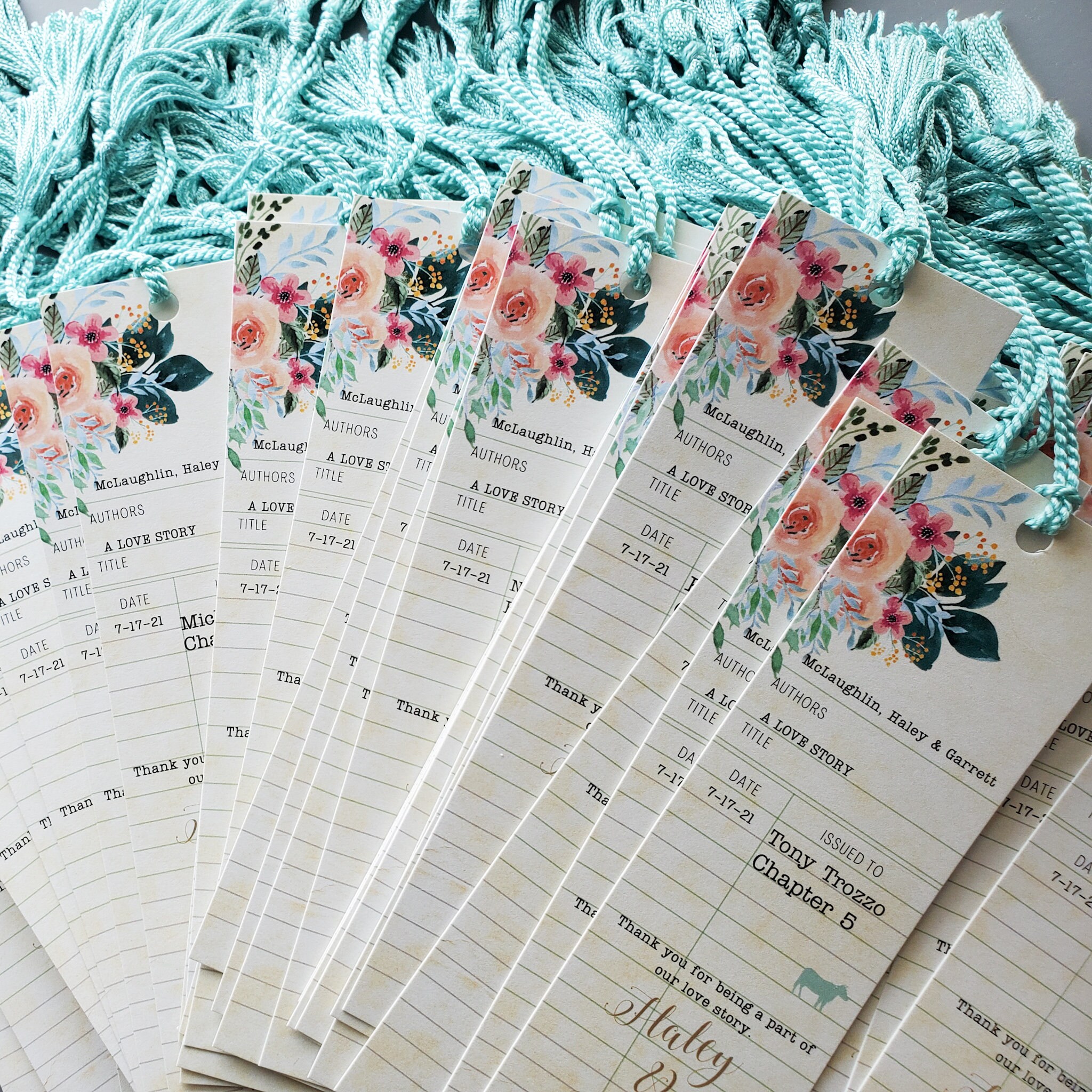 Personalized Wedding Bookmark Favors With Tassels – Custom Reception ...