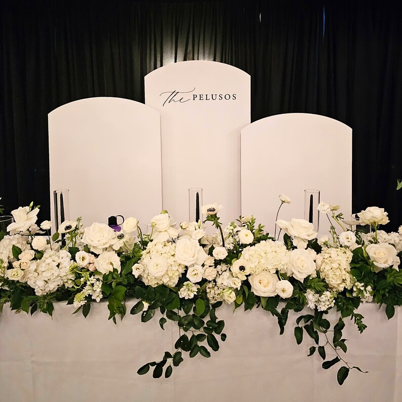 Modern Arch Wedding Backdrop With Easel // Modern Arch Welcome Sign ...
