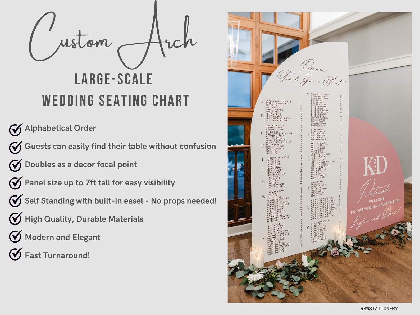 Custom Arch Seating Chart & Welcome Sign – Wedding Seating Chart ...
