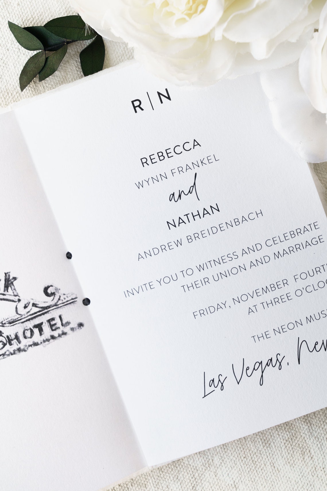 Las Vegas Wedding Invitation Booklet Destination Wedding Letterpressed ...