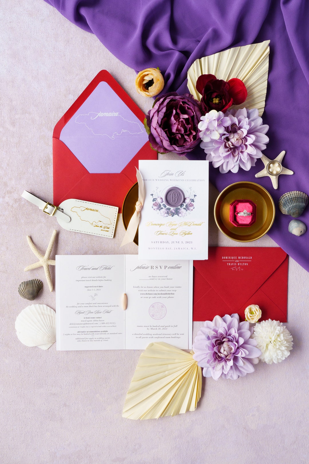 Jamaica Wedding Invitation Booklet | Destination Wedding Foilpress ...