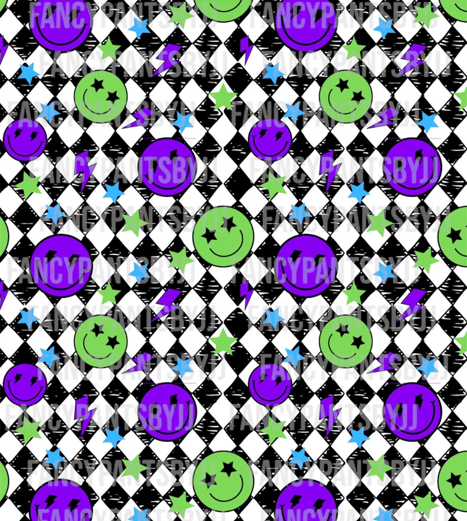 Checkered Smiley Face Seamless Bundle, Seamless Pattern, Digital Paper ...