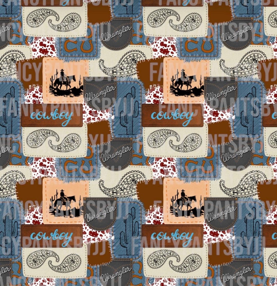 Cowboy/wrangler Patchwork Seamless, Seamless Pattern, Digital Paper ...
