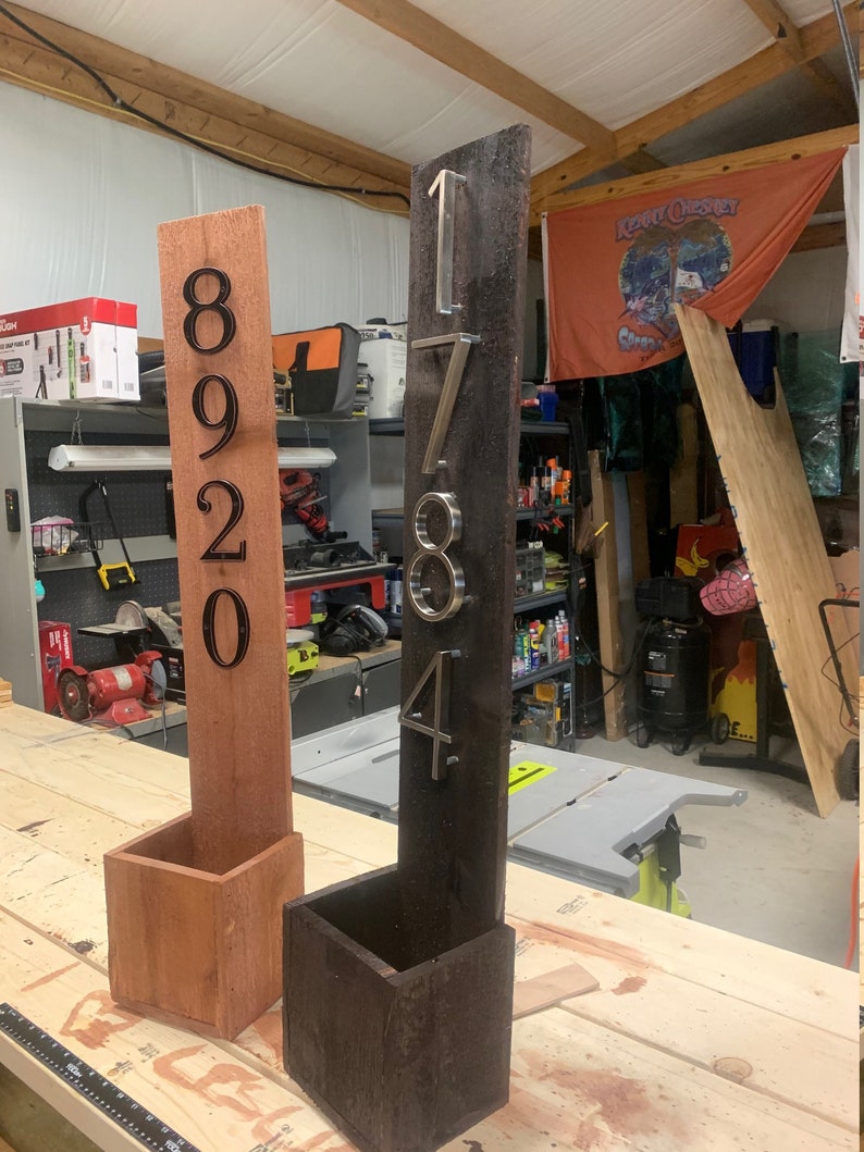 Cedar/pine Address Planter Boxes. Address Plaques Planter - Etsy