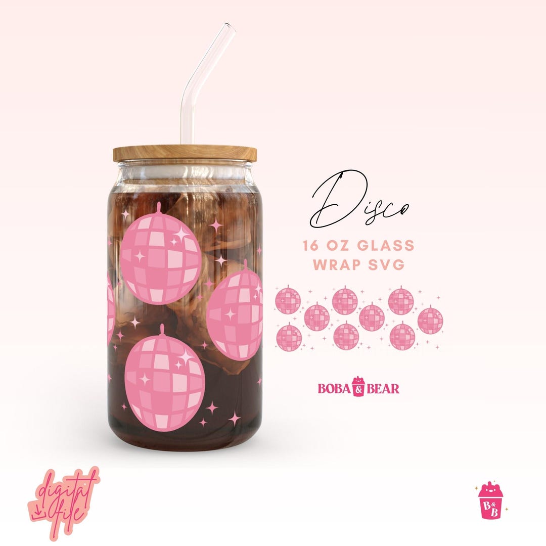 Libbey Svg Wrap, Disco Ball Cup Wrap, Cricut, Silhouette Cameo, Retro ...