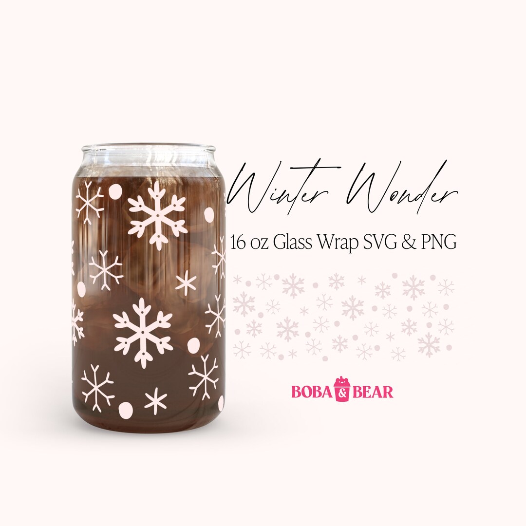 Snowflakes Libbey Glass Design, Boba and Bear Cup Wrap Svg, Let It Snow ...