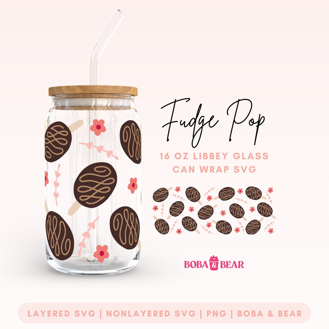 Fudge Pop Glass Can Wrap Svg, Summer Libbey Svg, Boba and Bear - Etsy