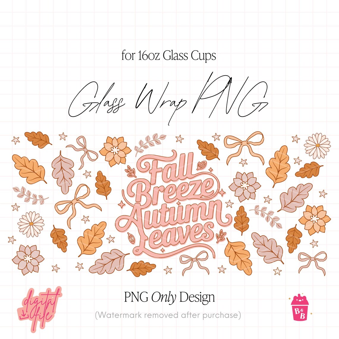 Fall Cup Wrap PNG: Libbey Glass Can, Halloween UV DTF Design (digital ...