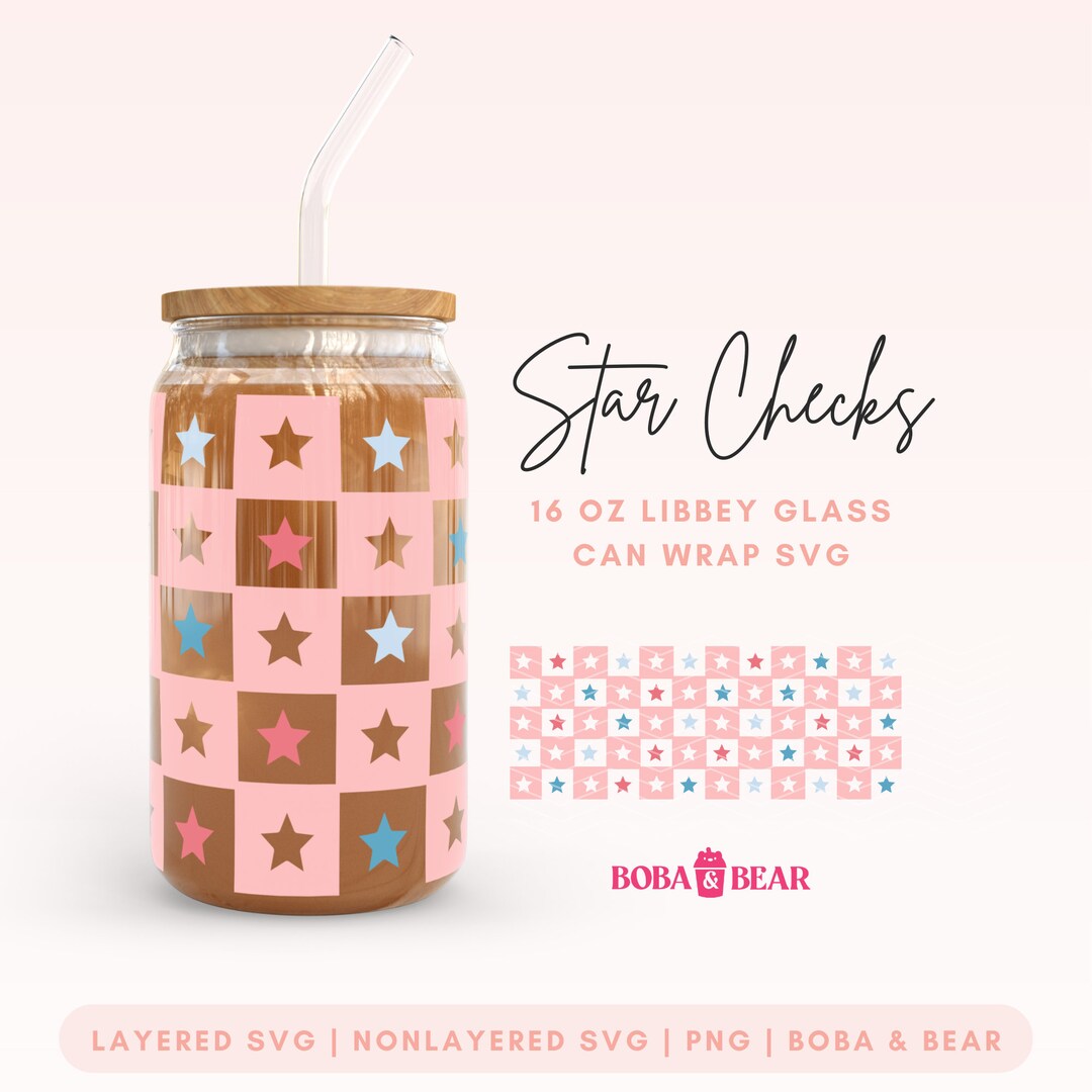 Checkered Star Wrap Svg, Retro Checkers Svg, 4th of July Svg, Libbey ...