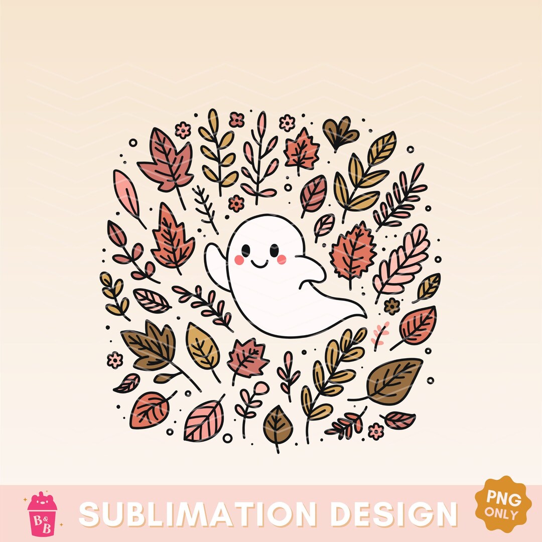 Halloween PNG, Hand Drawn Cute Ghost, Autumn Sublimation Design, Fall ...