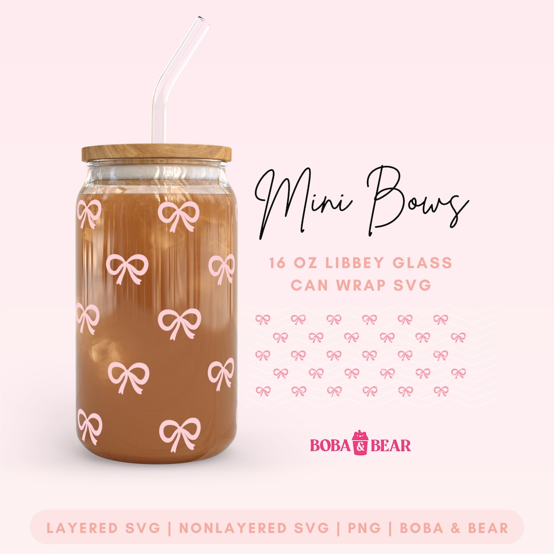 Bows Can Cup Wrap, Girly Libbey Glass Can Wrap, Bows Glass Can Cutfile ...