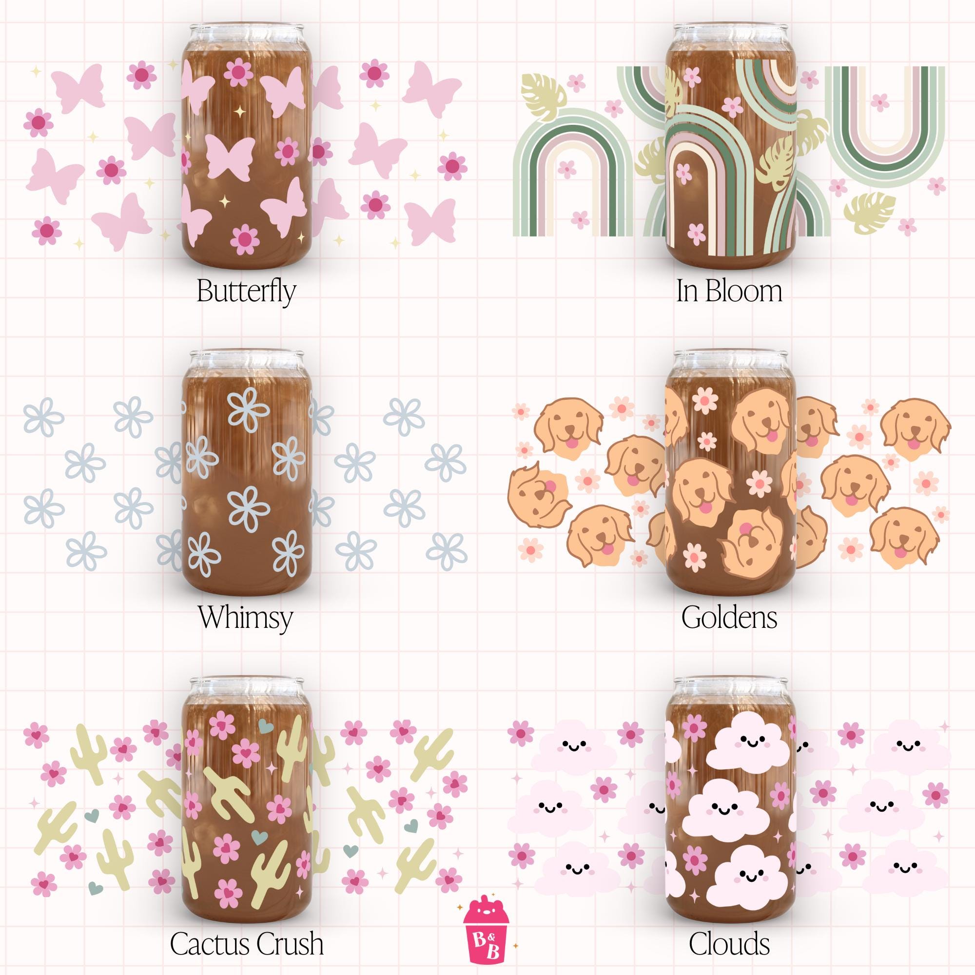 Cute Libbey Glass Can Wrap SVG Bundle, Cup Svgs for Cricut & Silhouette ...