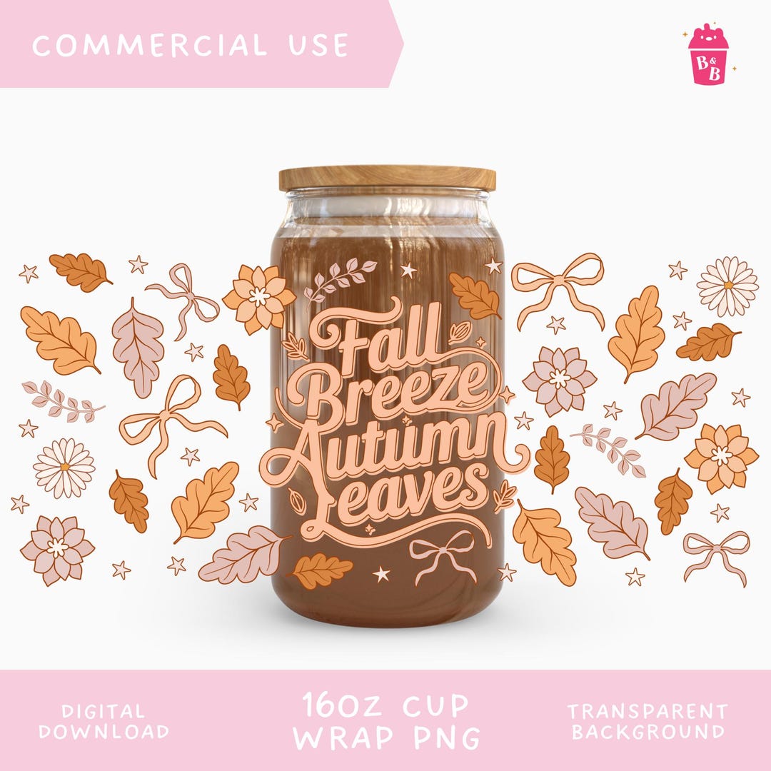 Fall Cup Wrap PNG: Libbey Glass Can, Halloween UV DTF Design (digital ...