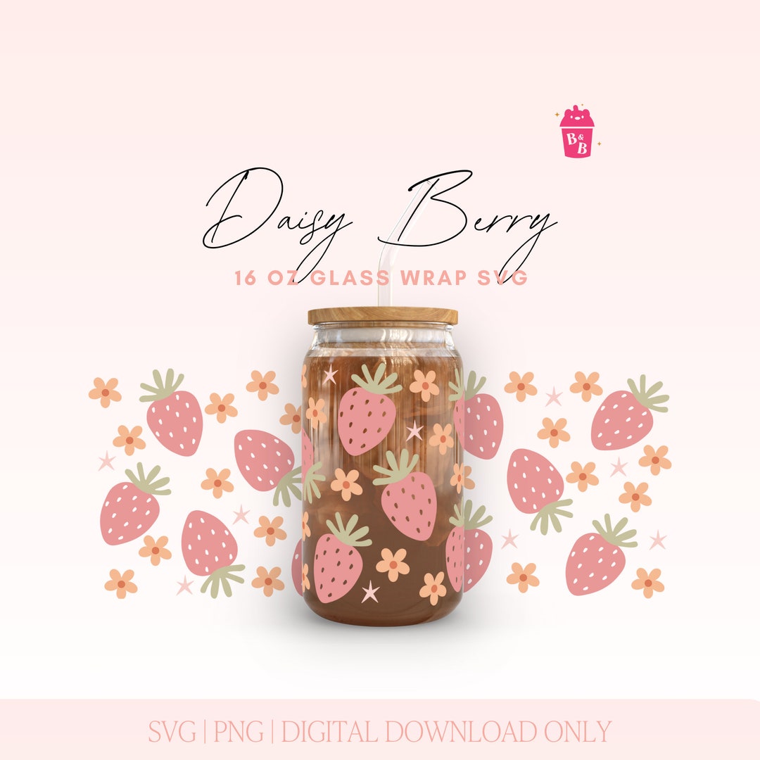 Strawberry Glass Can Wrap SVG: 16oz Libbey Cup (digital Download) - Etsy
