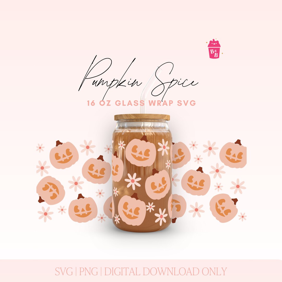 Pumpkin Glass Can SVG Wrap: Halloween Libbey Design (digital Download ...