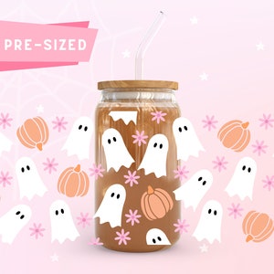 Ghost Libbey Glass Svg, 16oz Glass Can Wrap, Pumpkin Glass Can Svg ...