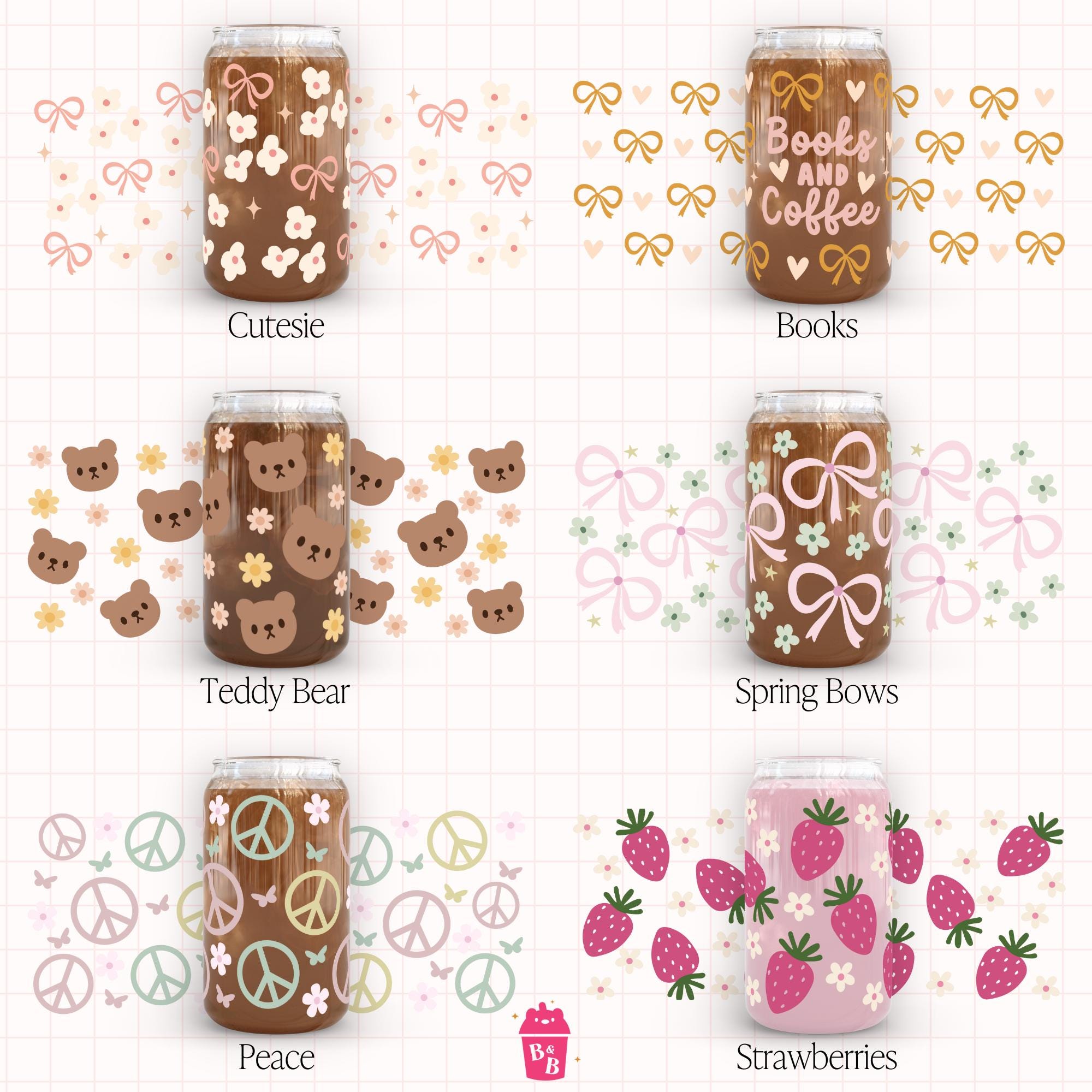 Cute Libbey Glass Can Wrap SVG Bundle, Cup Svgs for Cricut & Silhouette ...