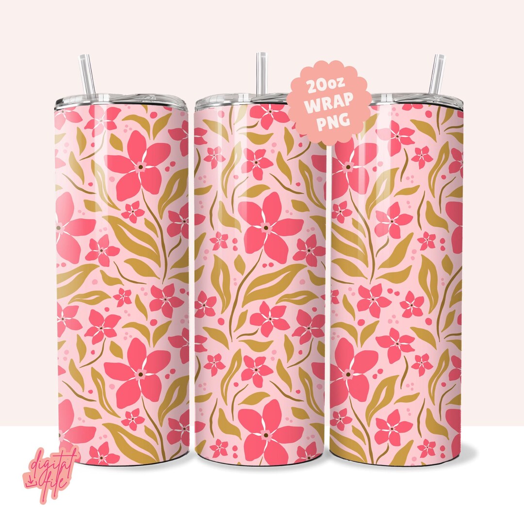 Floral Tumbler Wrap: Pink Blooms Design (20 Oz PNG) - Etsy