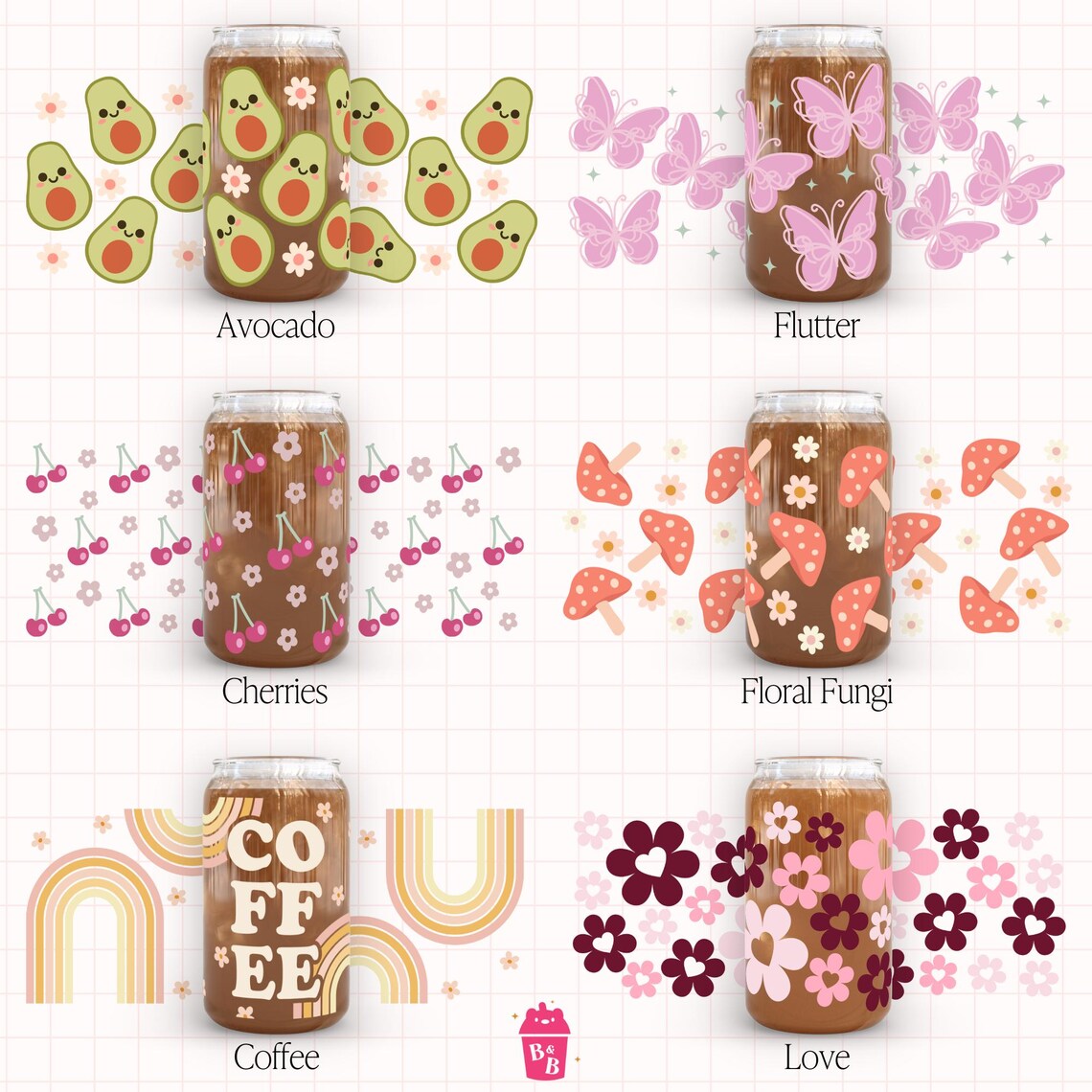 Cute Libbey Glass Can Wrap SVG Bundle, Cup Svgs for Cricut & Silhouette ...