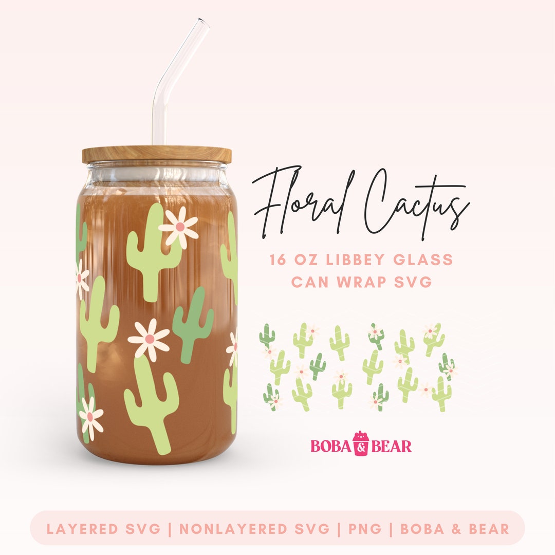 Cactus Beer Can Glass Svg, Cactus Libbey Glass Svg 16oz, Flower Glass ...