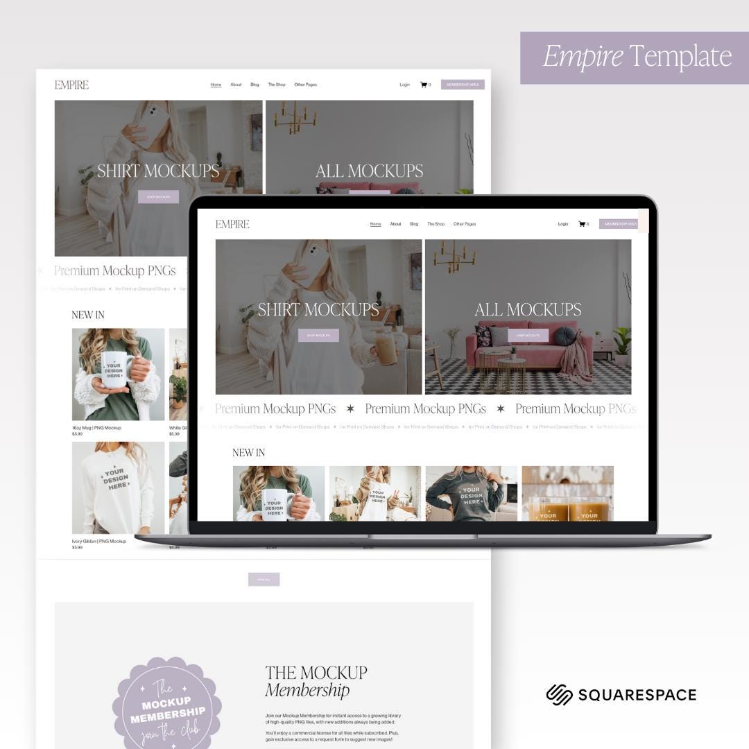 Squarespace Ecommerce Website Template: Digital Downloads, Memberships (PLR MRR) - Etsy