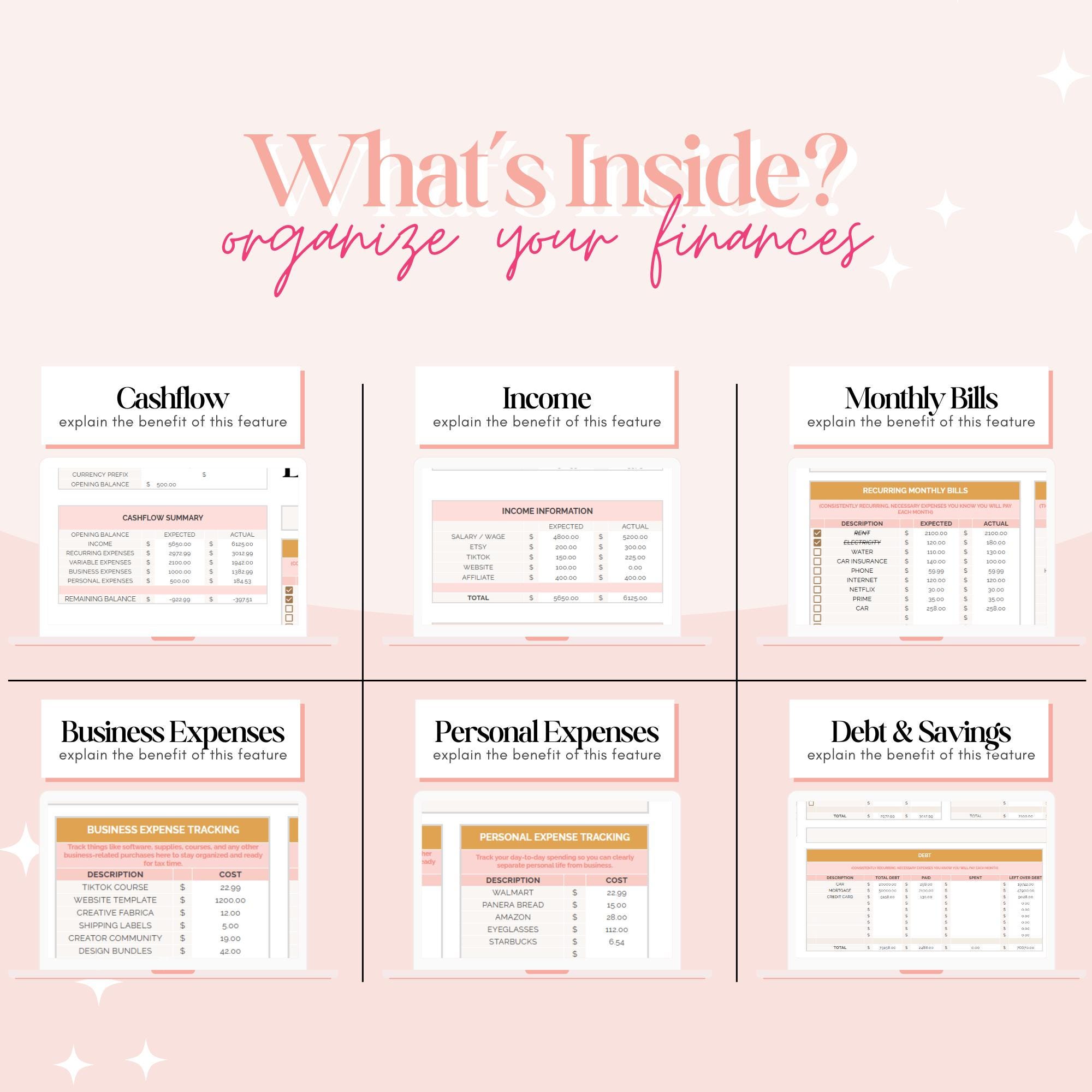 Creative Business Budget Spreadsheet: Income & Expense Tracker (google ...