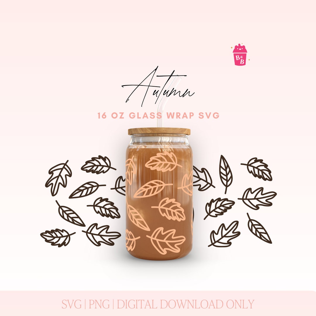 Fall Libbey Glass Wrap, Autumn Leaves Svg, Boho Halloween Svg, 16oz ...