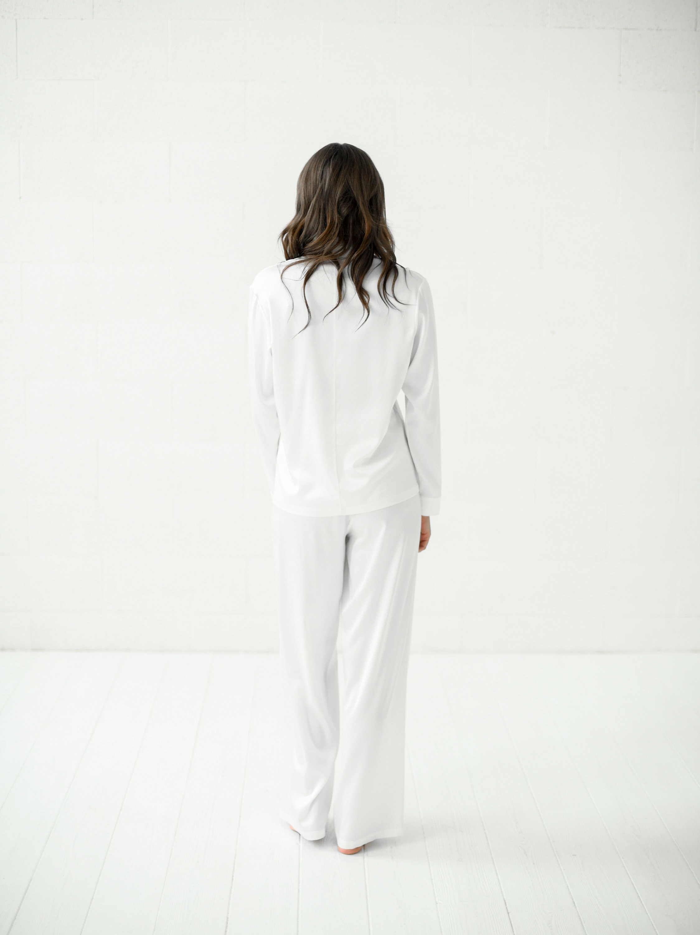 Bridesmaid White Silk Pajama Set tyche, Silk PJ Set Top and Bottom ...